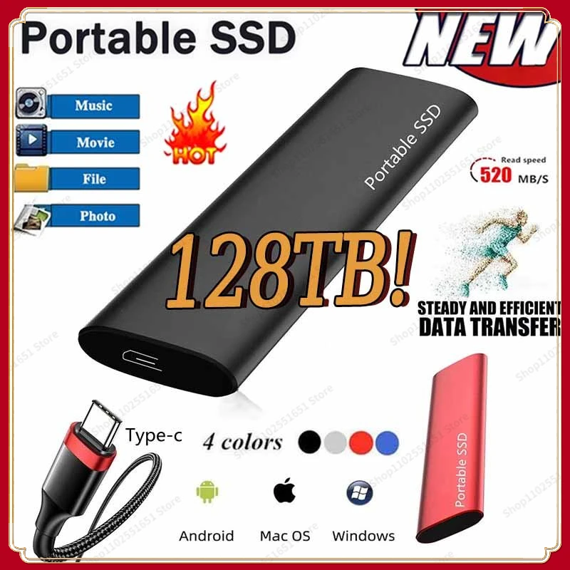 100% Original Portable Ssd 128tb Hard Drive 64tb 30tb 8tb 2tb External ...