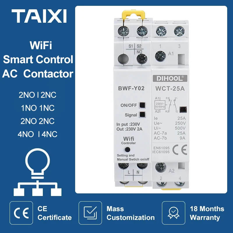 Contactor de CA con WiFi inteligente, aplicación de Control, 25A, 63A ...