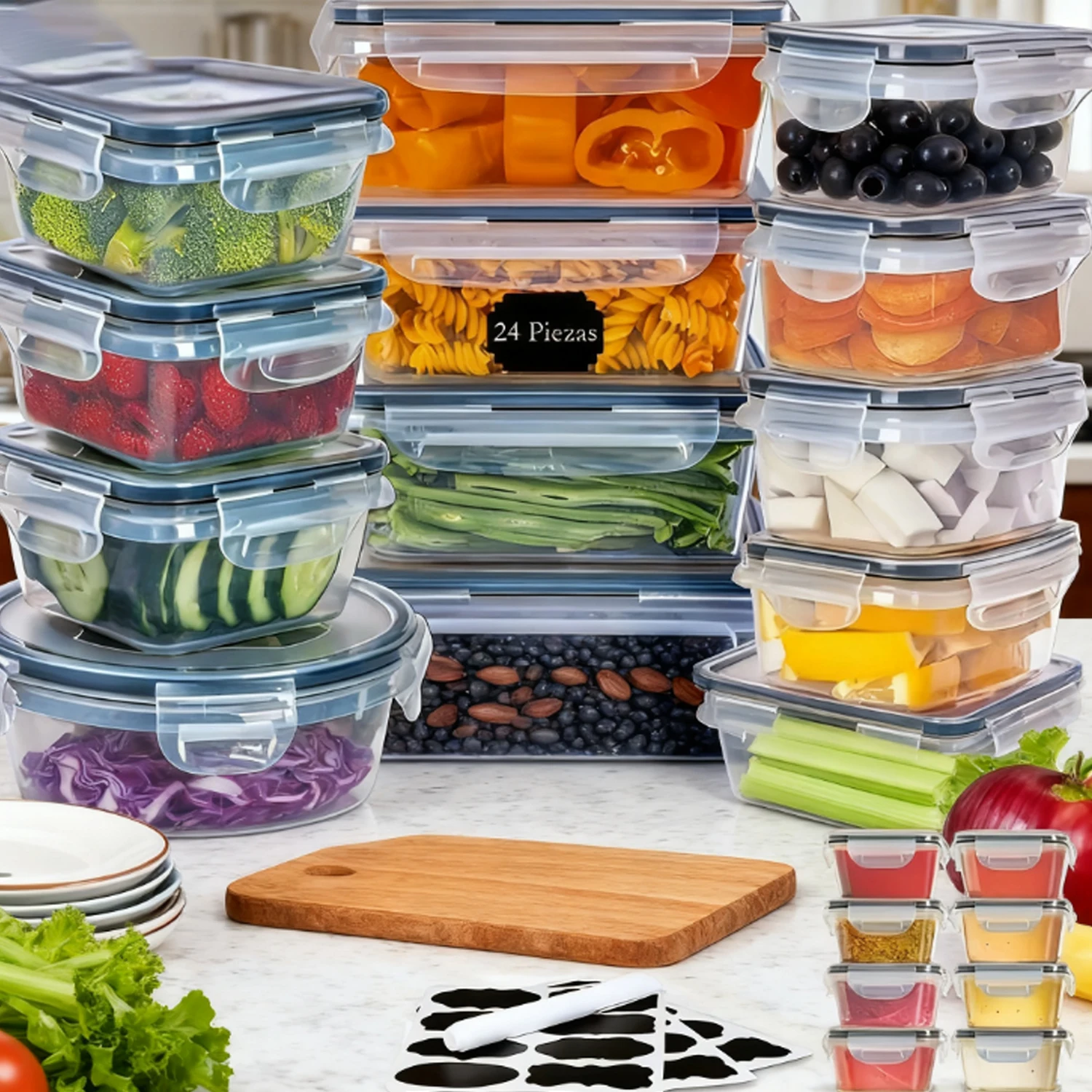 24pcs-set Food Airtight containers Lunch Boxes Set, Microwave safe BPA ...