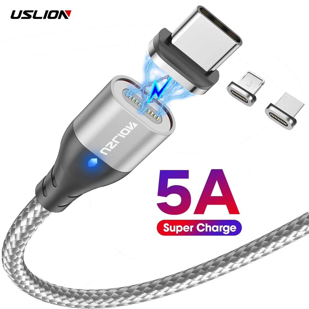 USLION-5A-Magnetic-Cable-Type-C-Fast-Charging-Phone-Data-Wire-Micro-USB ...