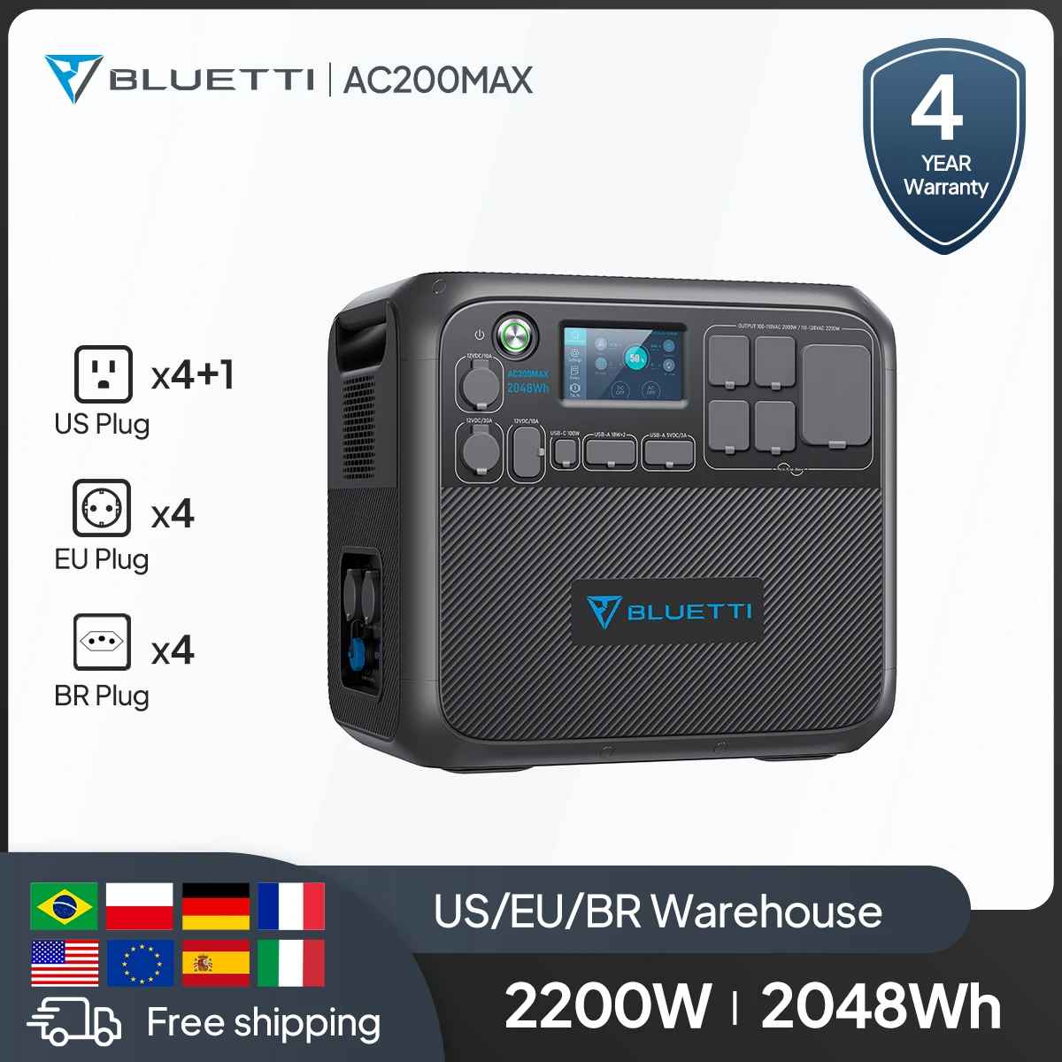 Bluetti-AC200MAX-EU-Plug-2048Wh-2200W-Portable-Power-Station-Home-Use ...
