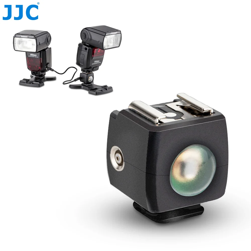 JJC Optical Flash Slave Trigger Wireless ISO 518 Hot Shoe Sync Speedlight Adapter with PC Socket ...