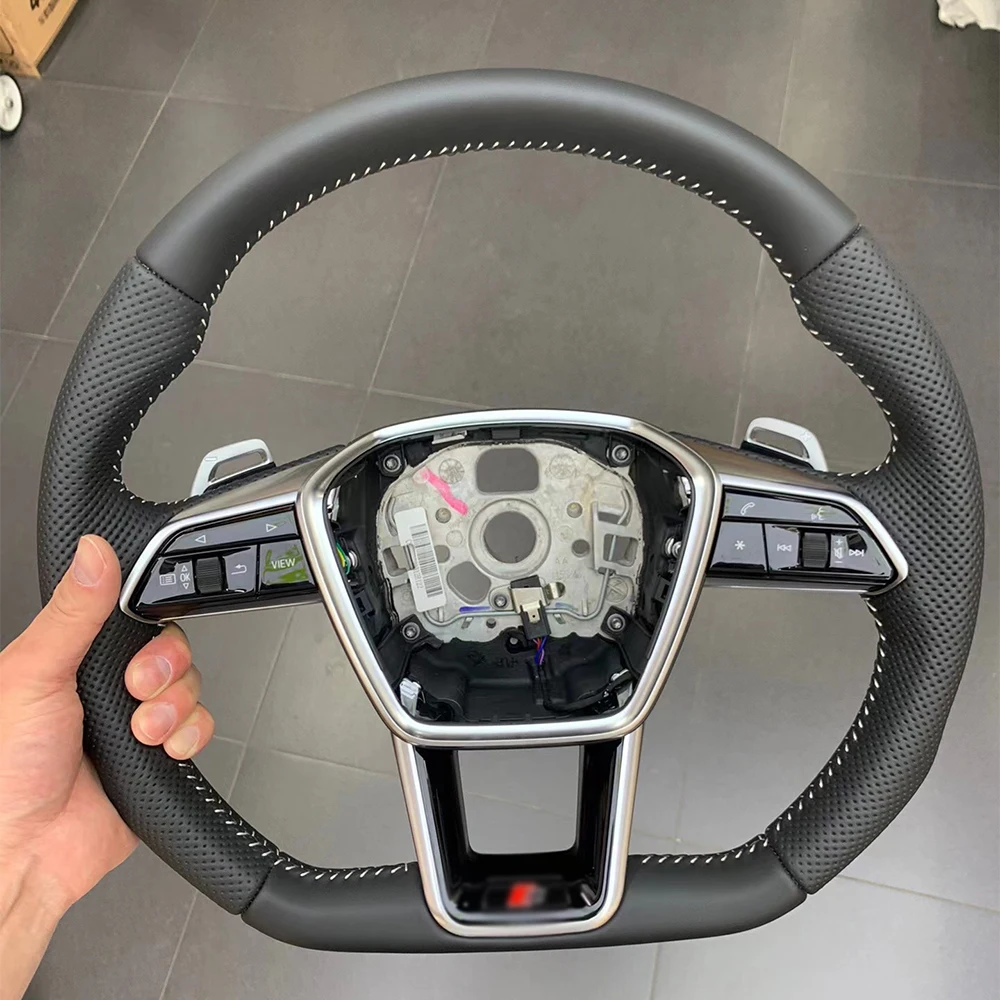 Leather-full-perforated-flat-bottom-orientation-For-Audi-A6-A7-C8-2019 ...