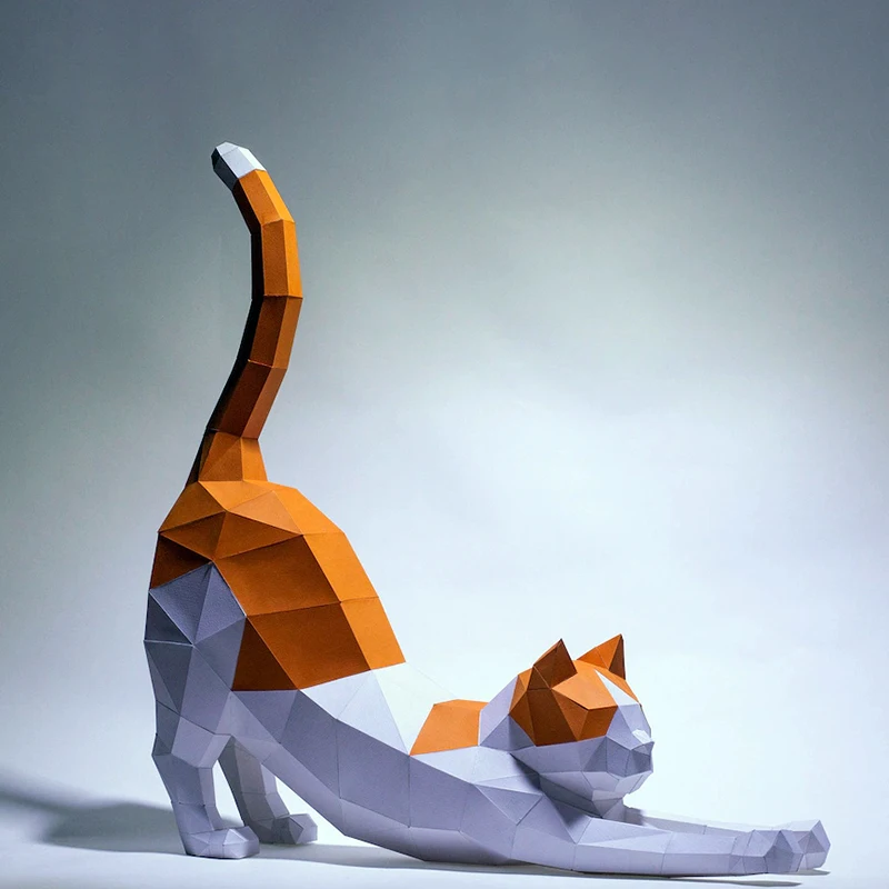 62cm-Stretched-Cat-Paper-Model-Home-Decor-Desk-Decoration-Staircase ...