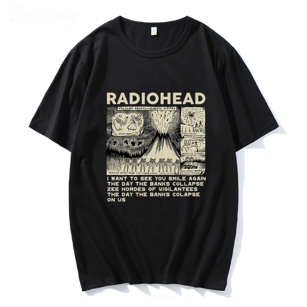 Radiohead Vintage Hip Hop Rock Band Music Print Harajuku Camisetas ...