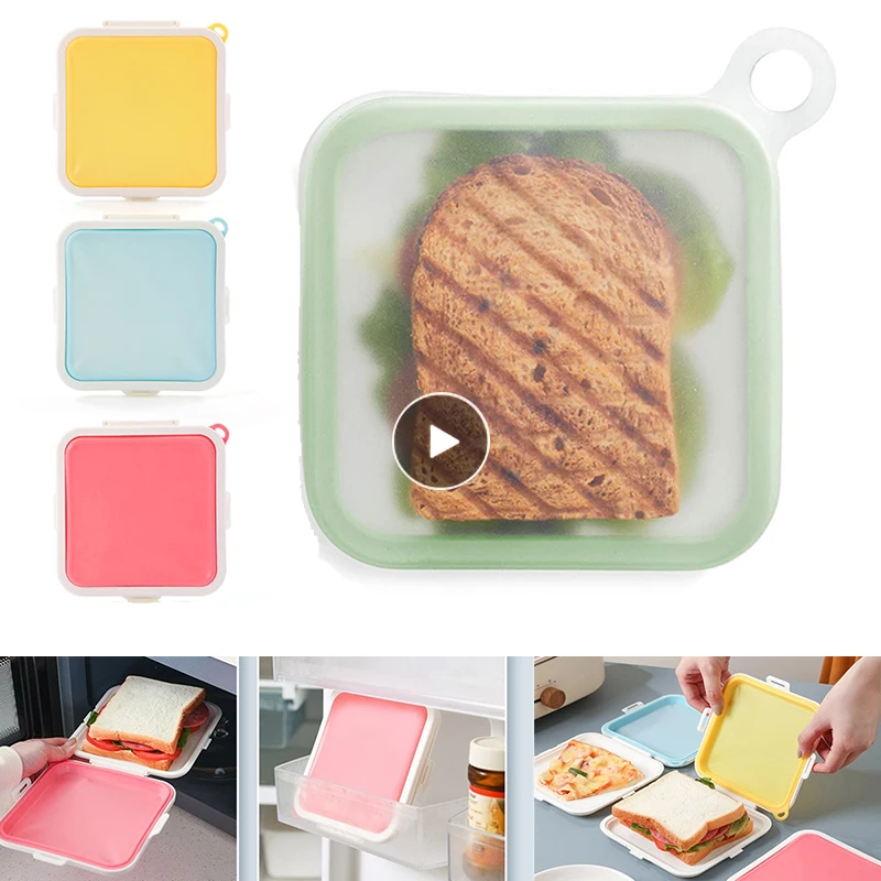 Lunch Sandwiches Storage Box Food Grade Silicone Lunch Box Reusable ...