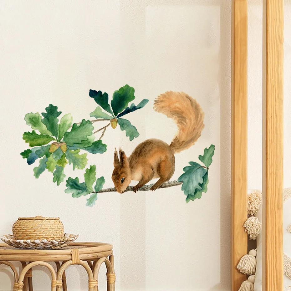 Cartoon-Cute-Squirrel-Forest-Animals-Collect-Chestnuts-For-Kids-Room ...