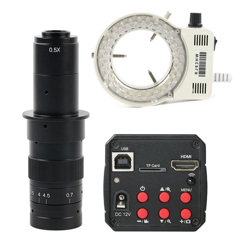 1080P HDMI USB 전자 디지털 현미경 카메라 줌 C 마운트 렌즈 56 LED 링 라이트, PCB 솔더 수리용|c ...