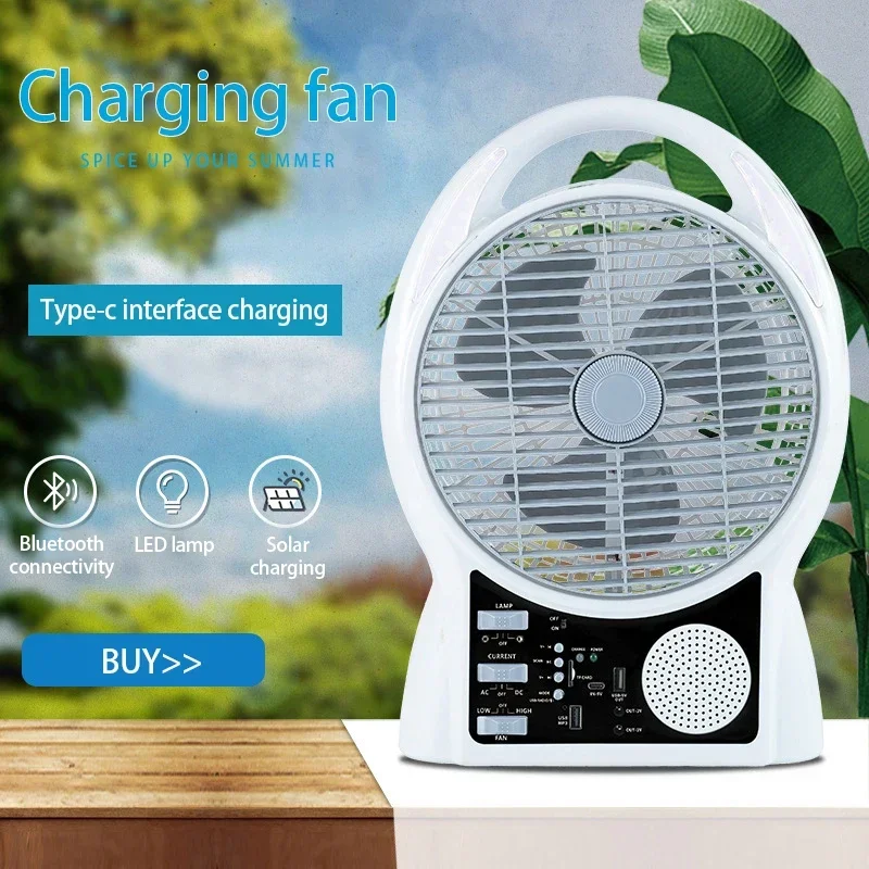 8-inch-Portable-Solar-USB-Charging-Fan-Bluetooth-Multifunctional-Large ...
