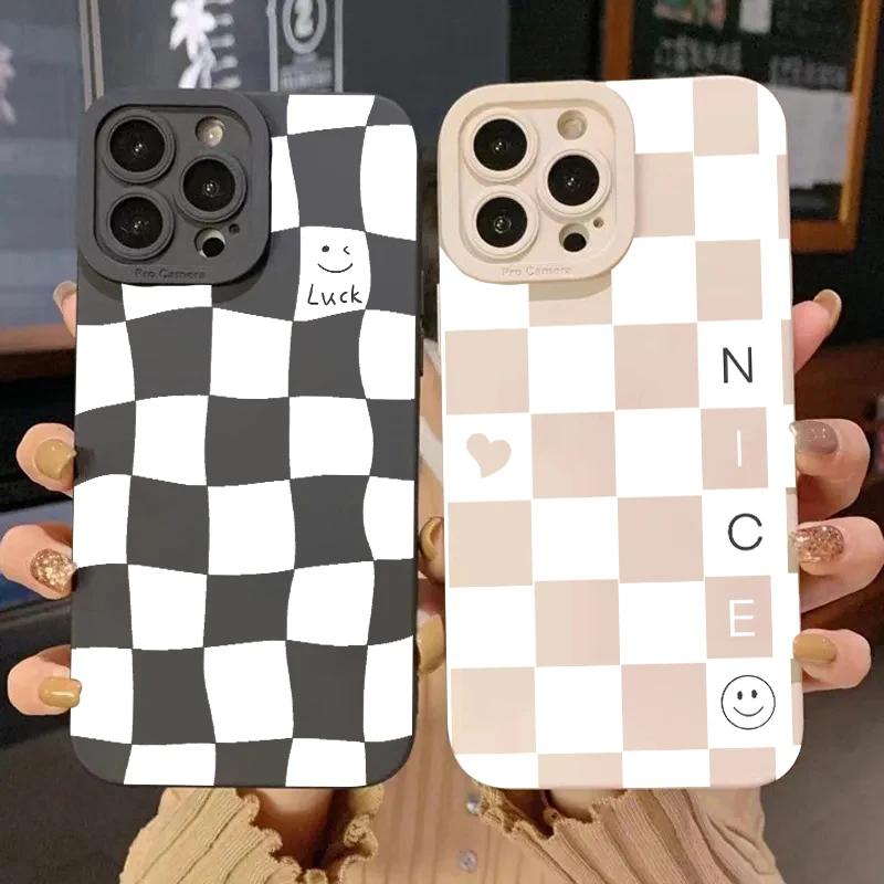 Stylish White Grid Silicone Phone Case - Soft Protective Cover for ...