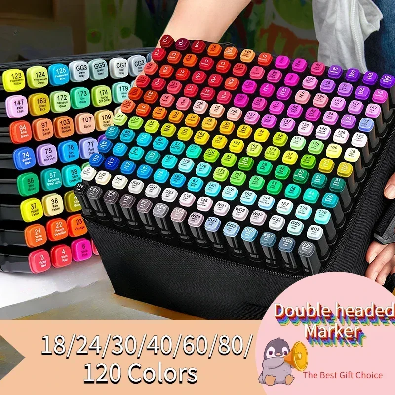 Mark-Pen-Set-Student-Double-Head-Art-Painting-Factory-Training-Gift ...