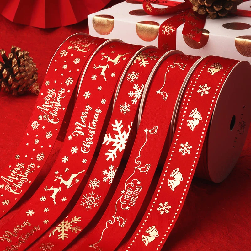 5yards 1inch 25mm Christmas Ribbon Printed Christmas Polyester Ribbon ...