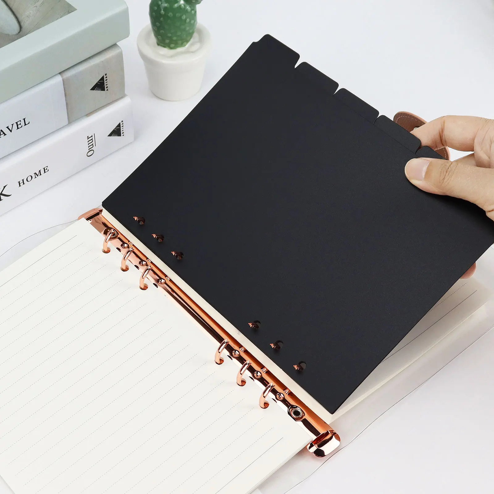 6Pcs-A5-Black-Loose-leaf-Divider-And-Baffle-PP-Transparent-Matte-Loose ...