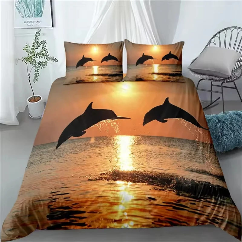 Sunset-Dolphins-3D-Bedding-Set-Single-Twin-Double-Queen-King-Cal-King ...