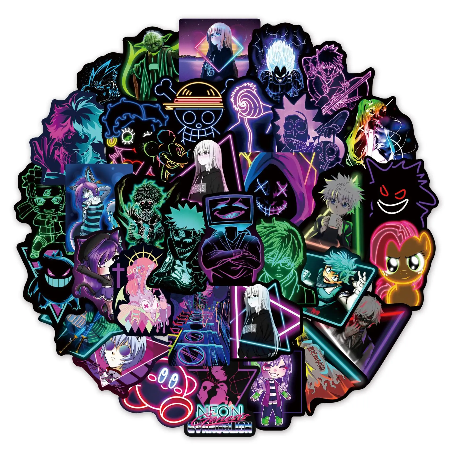 Neon-Mixed-Anime-Stickers-Pack-caixa-de-telefone-imperme-vel-pele-legal ...