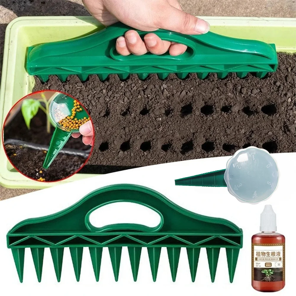 Hand Dibbler Garden Seeder Tool＆Fast Rooting Stimulator, 12-Hole Fast ...