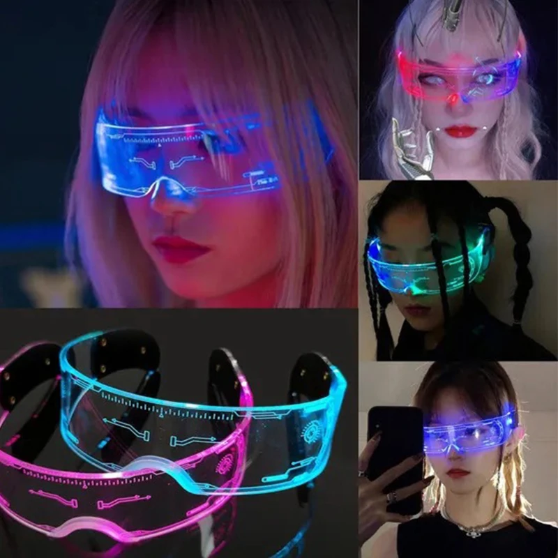 LED Luminous Sunglasses Vintage Punk Goggles Men Women Fashion Party ...