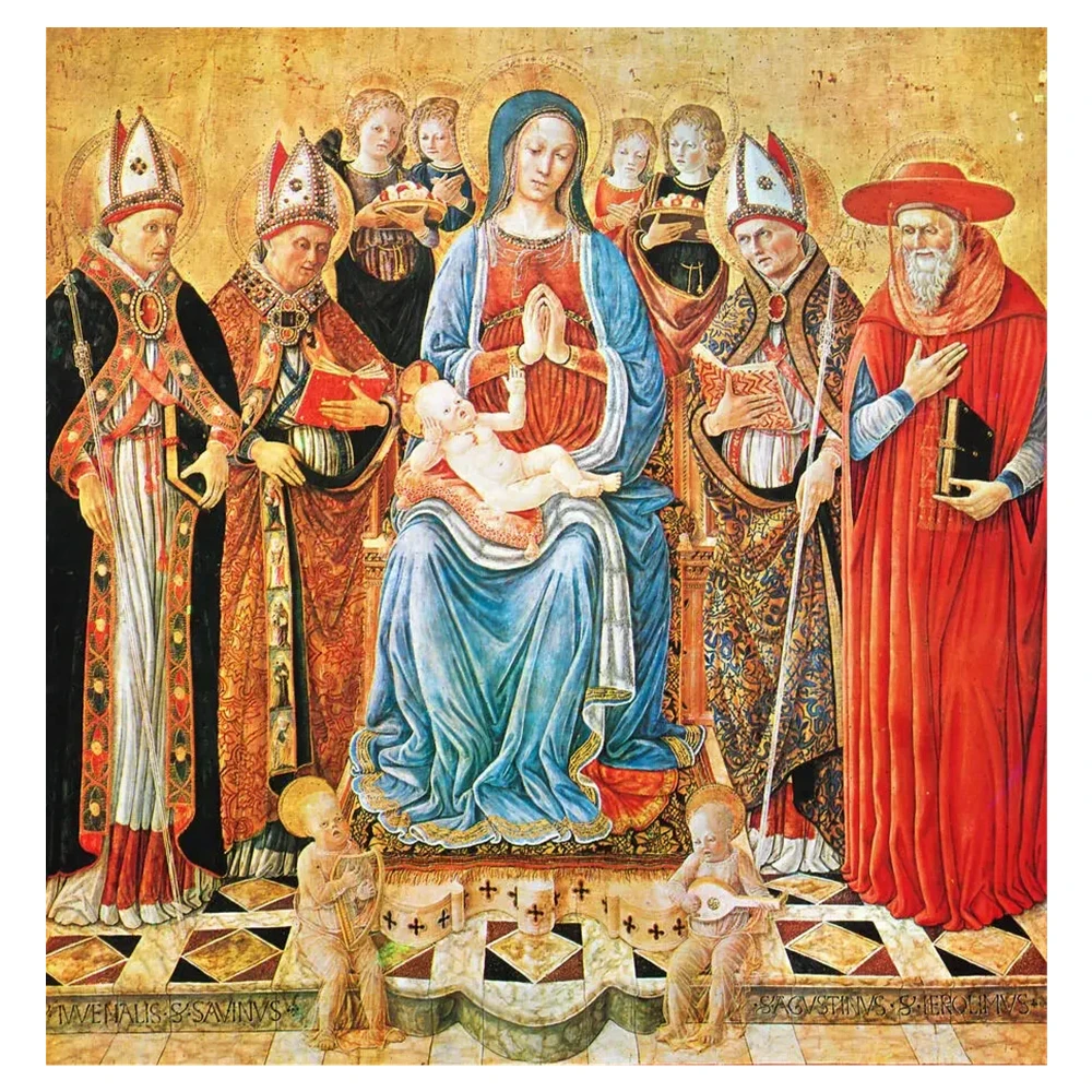 Oil-Painting-The-Virgin-Mary-And-Child-Surrounded-By-Four-Saints-And ...