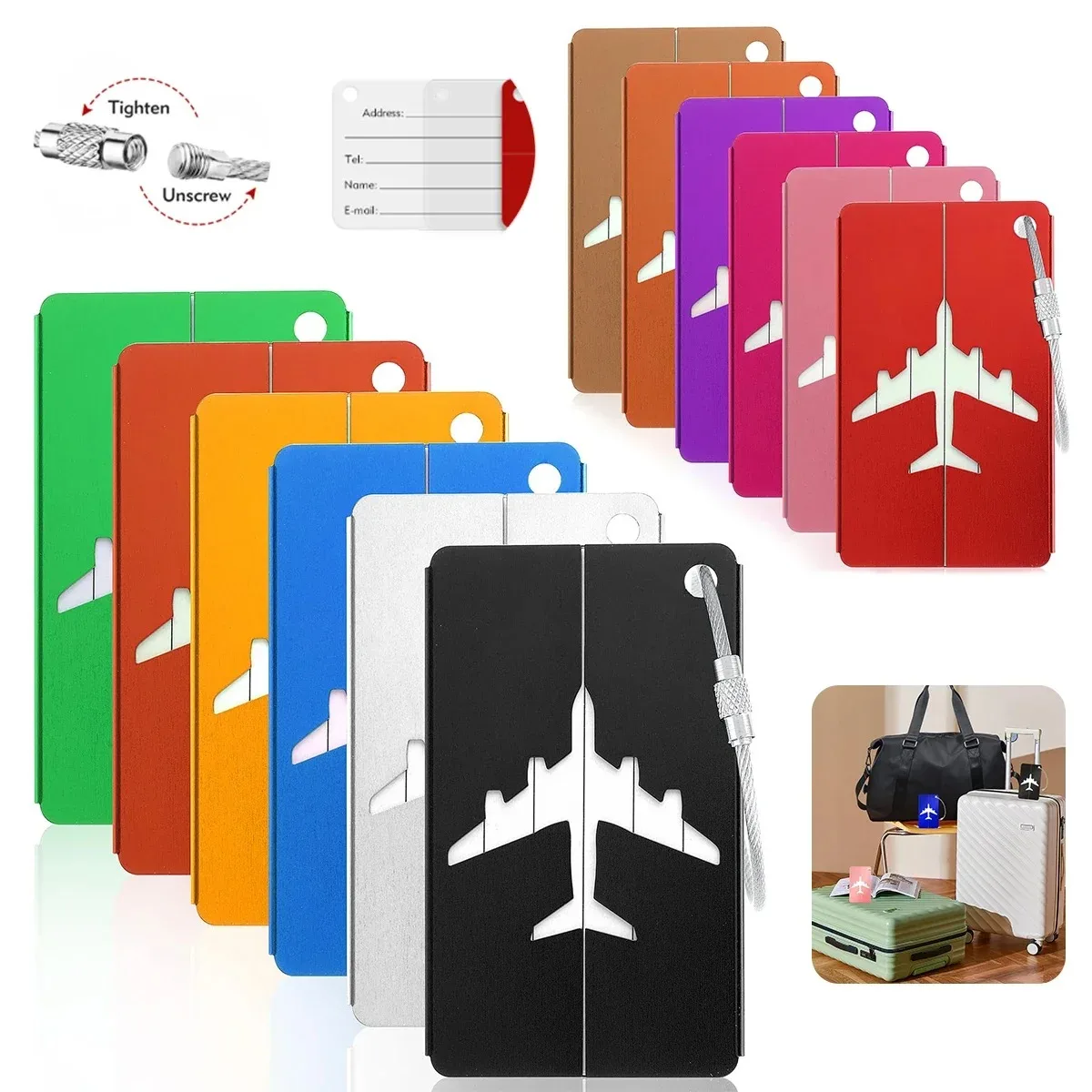 Aluminium Alloy Aircraft Luggage Tag with Name Travel Luggage Tag ID ...
