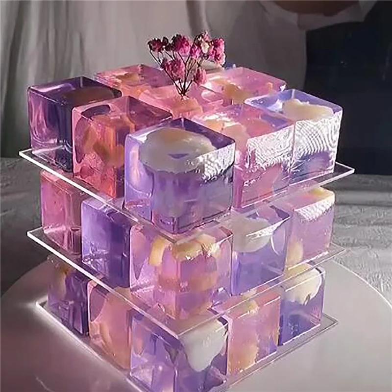 360-Rotating-3-Layer-Acrylic-Cake-Stands-Clear-Cake-Dessert-Support ...
