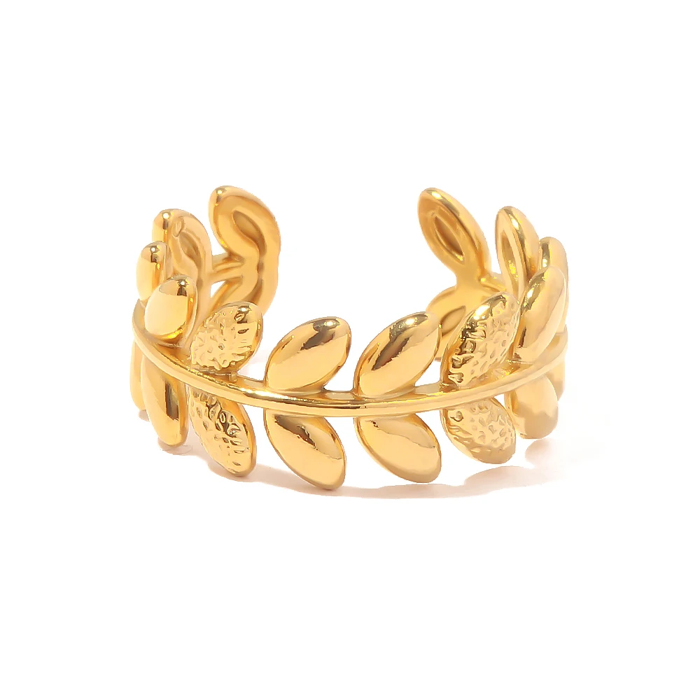 Youthway-Fashion-Stainless-Steel-Olive-Branch-Leaf-Split-Ring-Gold ...