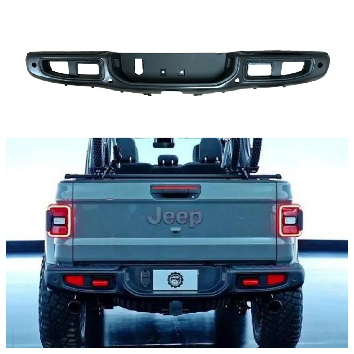 SXMA JL1287 Rear Bumper With Rear Towl Hook Black Stainless Steel ...