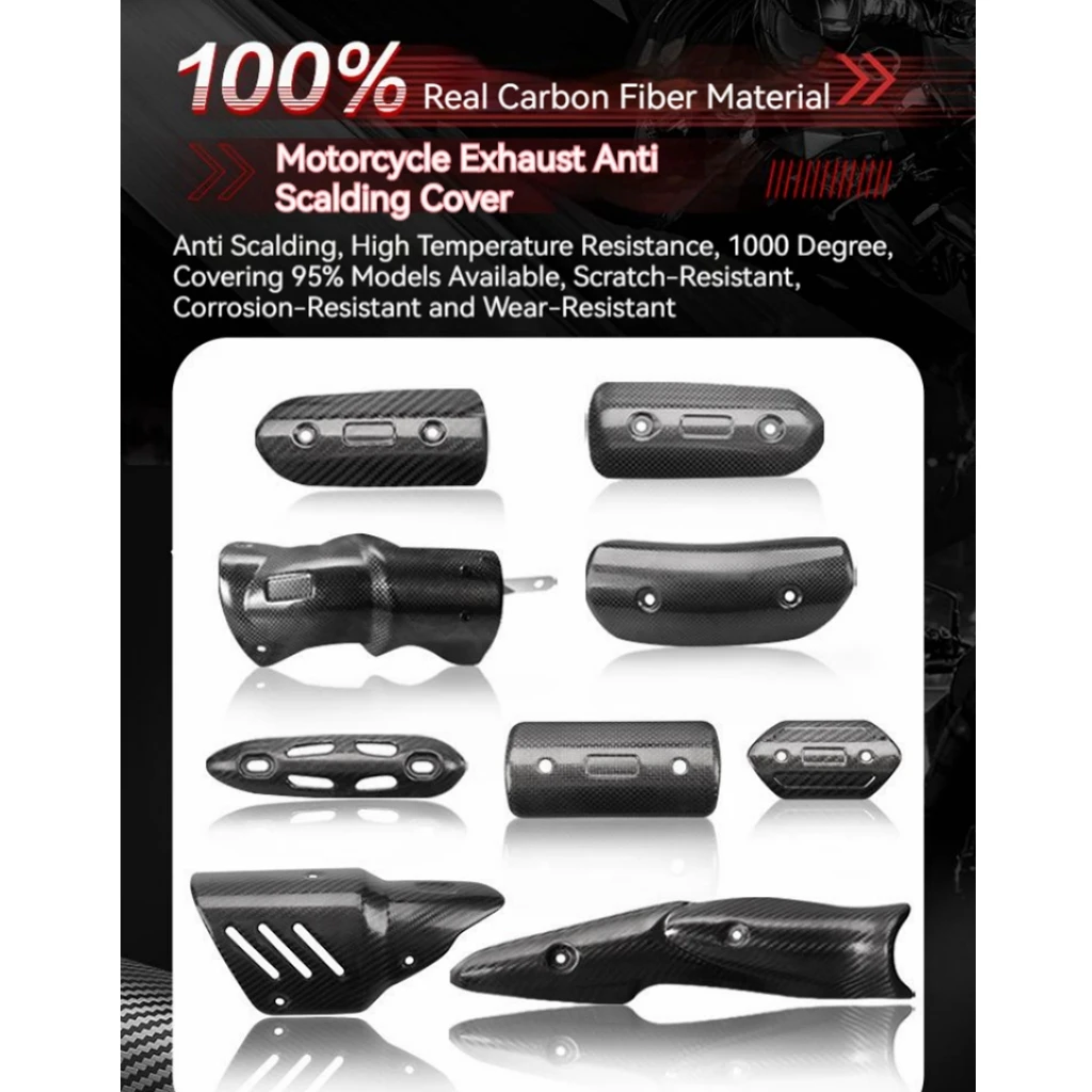 Motorcycle-Exhaust-Pipe-Real-Carbon-Fiber-Protector-Heat-Shield-Muffler ...