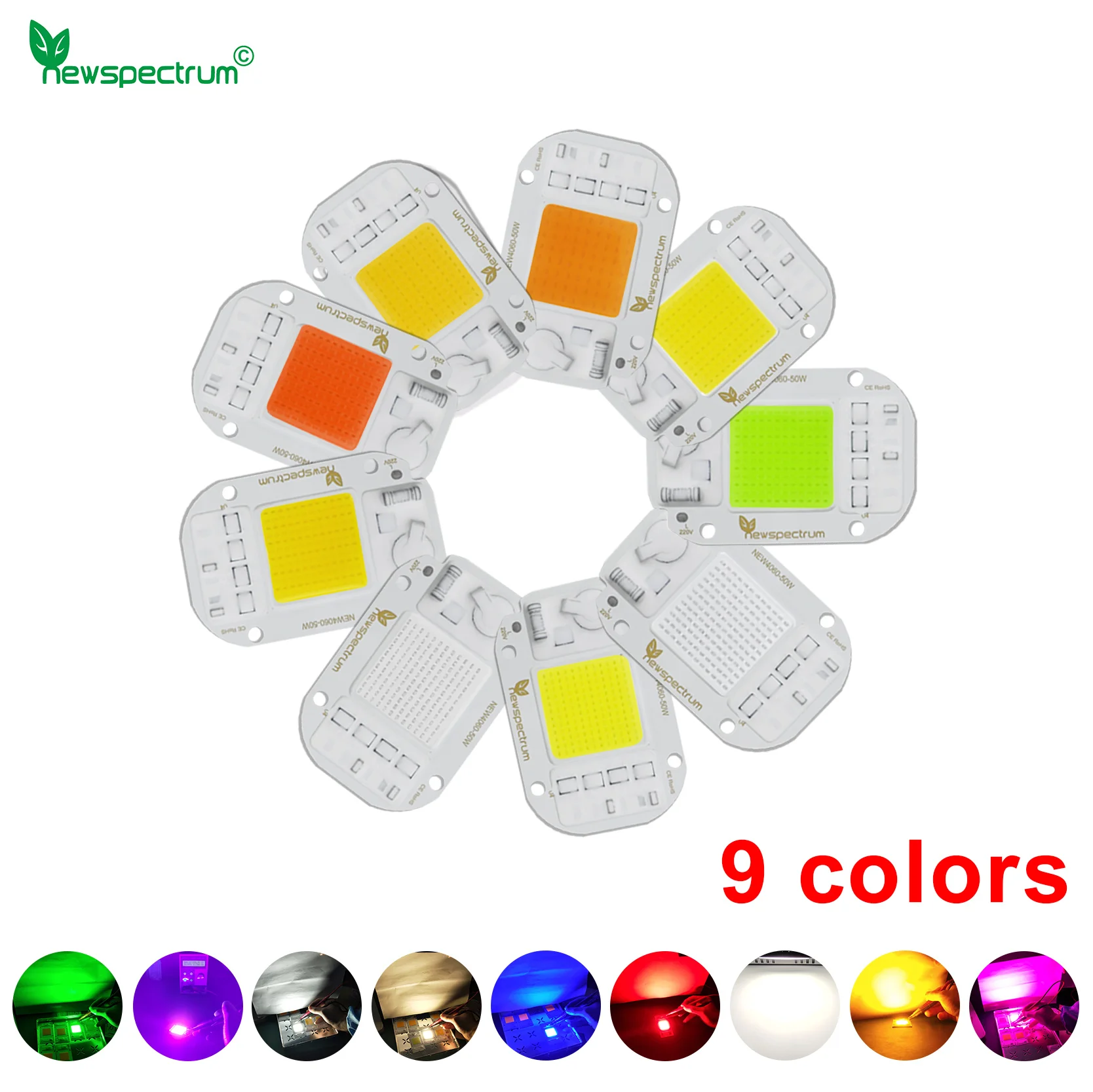 COB LED Chip 220V Led Module 50W 30W 20W Natura Cold Warm White UV Pink Green Gold Blue Red for ...