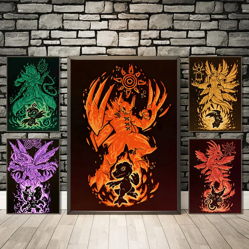 Japan Anime Digimon Poster Cartoon Wall Art Canvas Painting Print ...