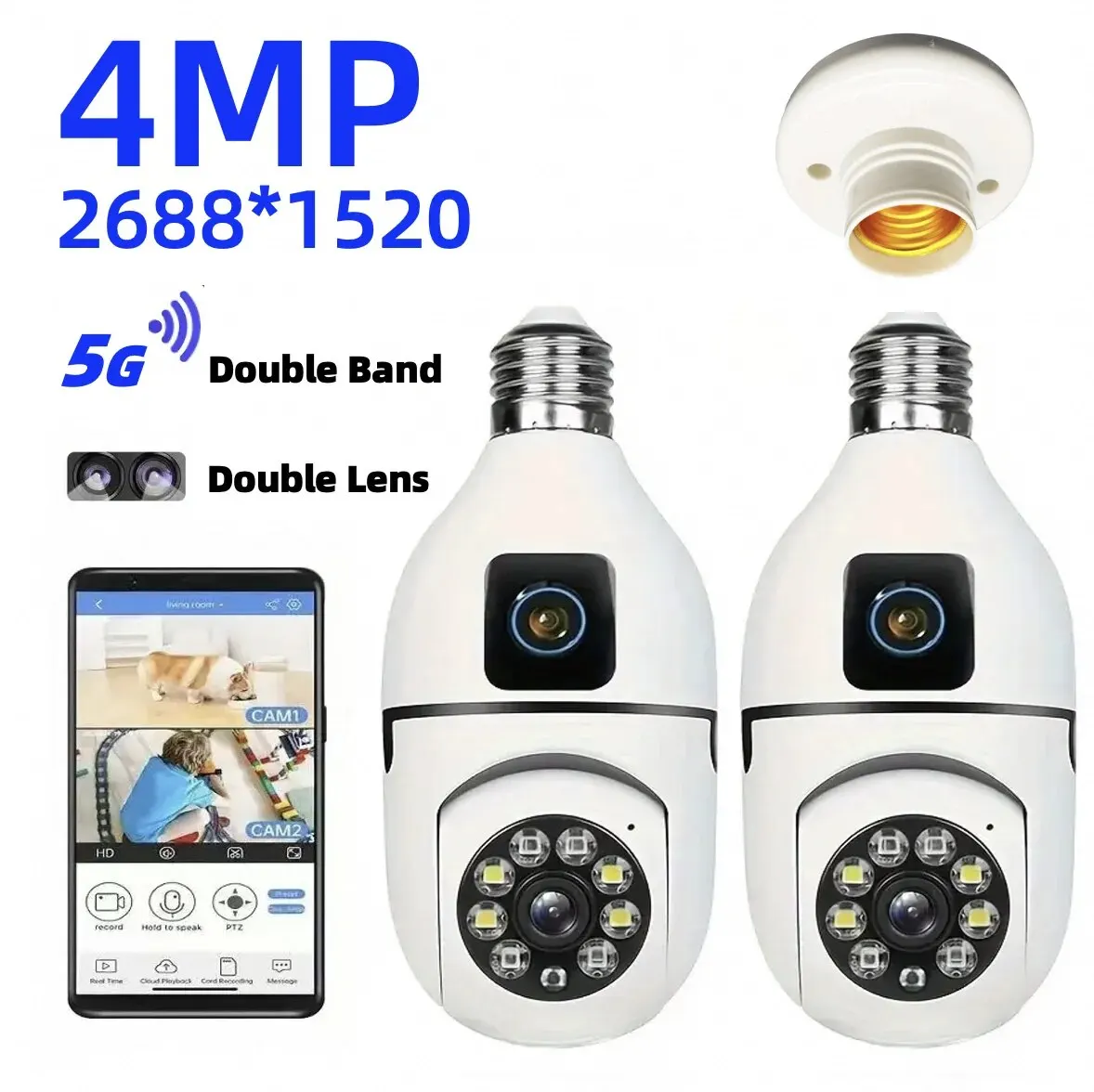 5G-Dual-band-4MP-Duel-Screens-Duel-Lens-Light-Bulb-Camera-Night-Vision ...