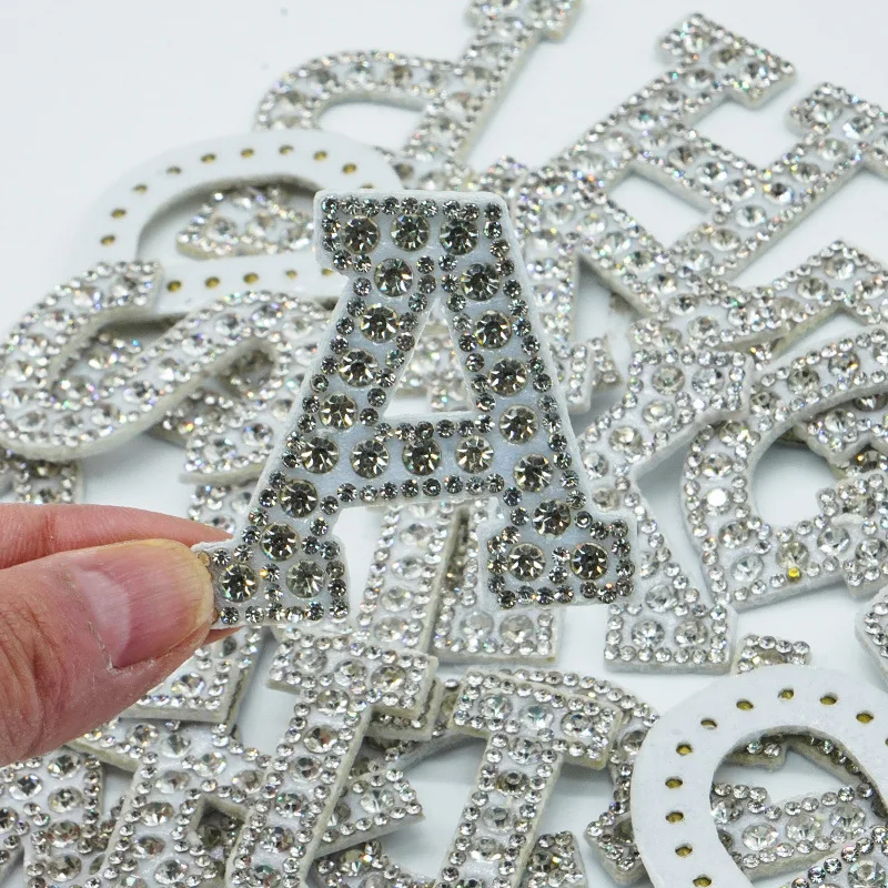 new-26-English-letters-iron-on-crysta-lrhinestone-cloth-paste-clothing ...