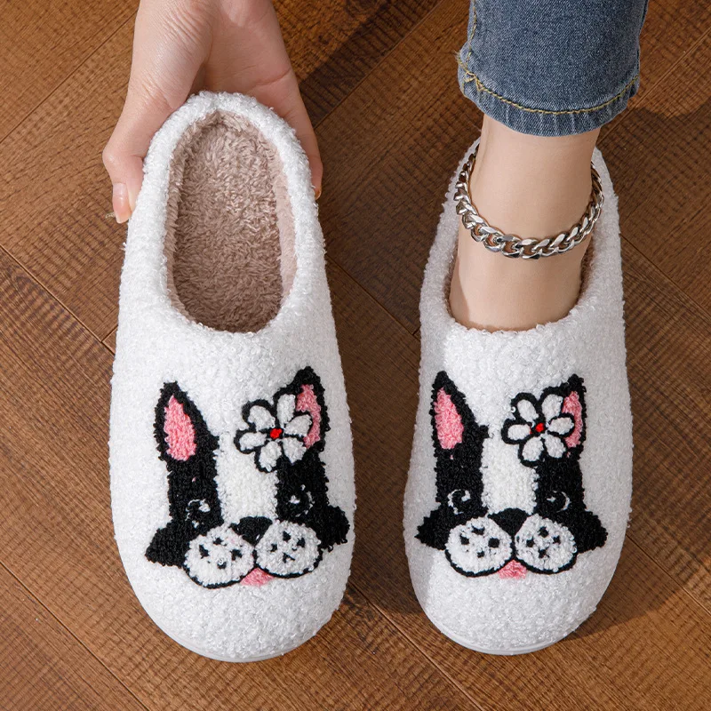 Cute-Cartoon-Dog-Plush-Slippers-for-Women-Soft-Sole-Lightweight-Cotton ...