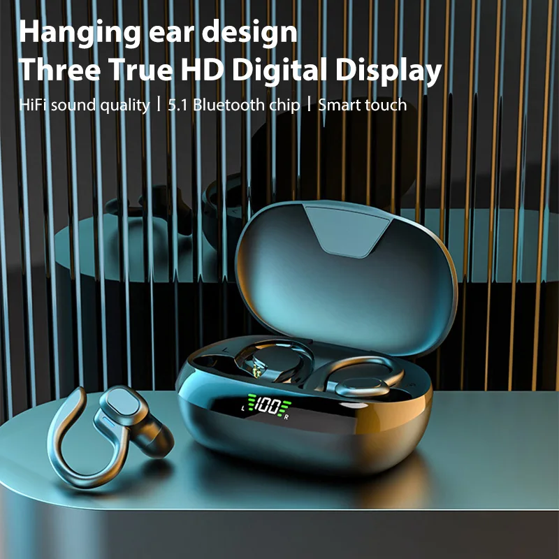 TWS-Touch-Control-Ear-Hook-Wireless-Headphones-LED-Display-Earbuds-with ...