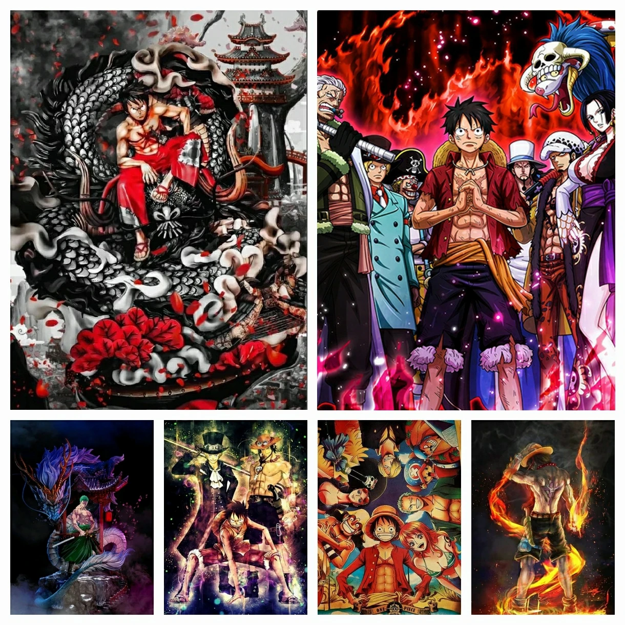 Painting-By-Numbers-Japanese-Anime-One-Piece-Luffy-Oil-Paintings-For ...