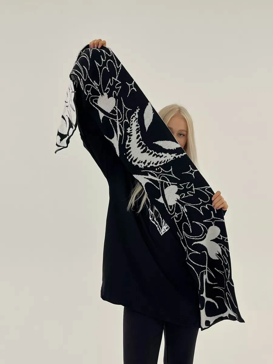 Fashion-creative-gothic-knitted-women-s-Y2K-scarf-men-s-winter-Unisex ...