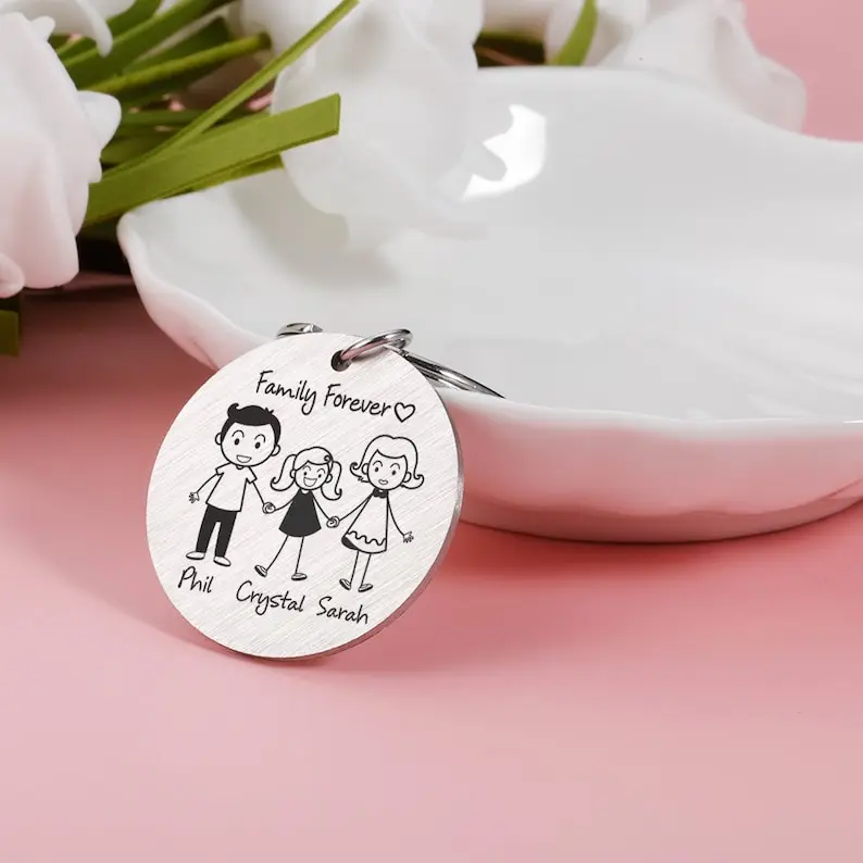 Customized-Family-Keychain-Engraved-Family-Name-Gifts-for-Parents-and ...