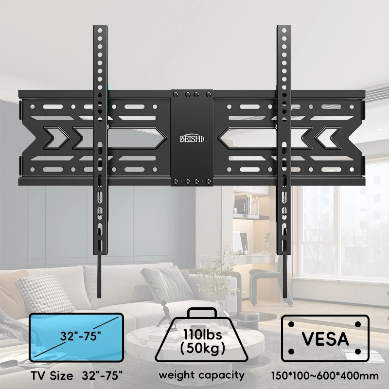 Heavy-Duty Metal TV Wall Mount Bracket for 32-75 Inch Screens VESA ...