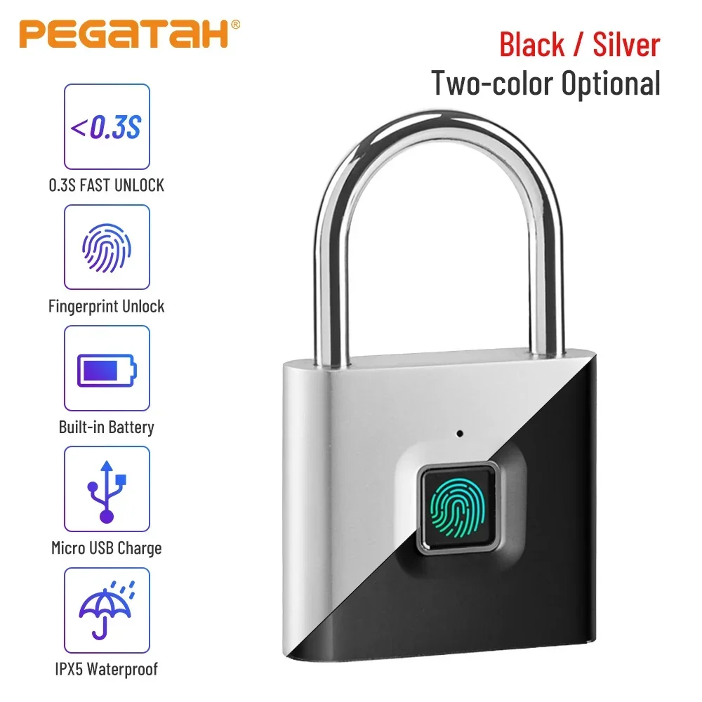 Fingerprint-Padlock-Waterproof-Keyless-Mini-Door-Lock-USB-Rechargeable ...