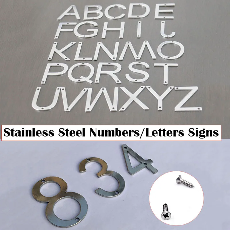 50mm Stainless Steel House Numbers Letters With Screws Metal Digital ...
