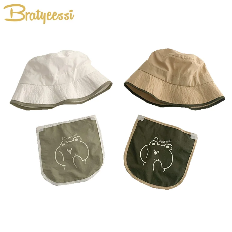 2PCS-Baby-Bucket-Hats-Quick-dry-Neck-Sun-Protection-Panama-Hat-Children ...