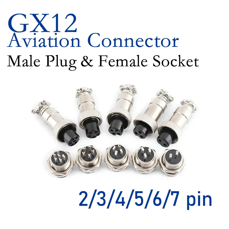 10Pcs GX12 2P 3/4/5/6/7 Pin Male And Female 12mm L88-93 Circular ...