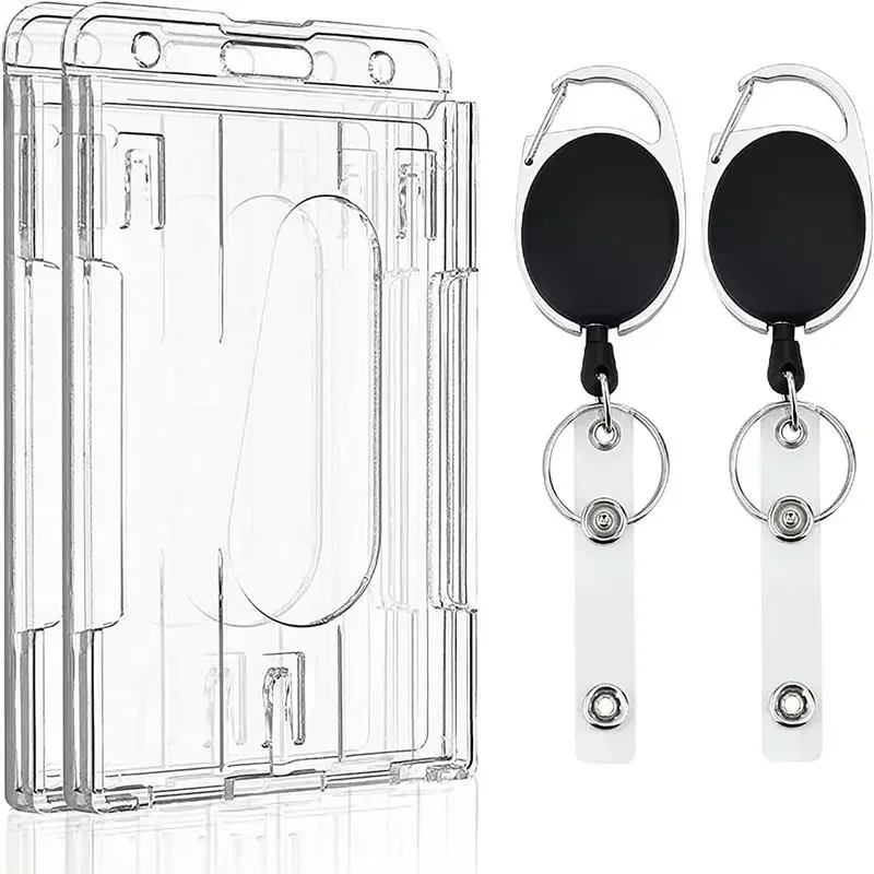 Transparent Cards Slots ID Tag Badge Holder with Badge Reel Cards ...