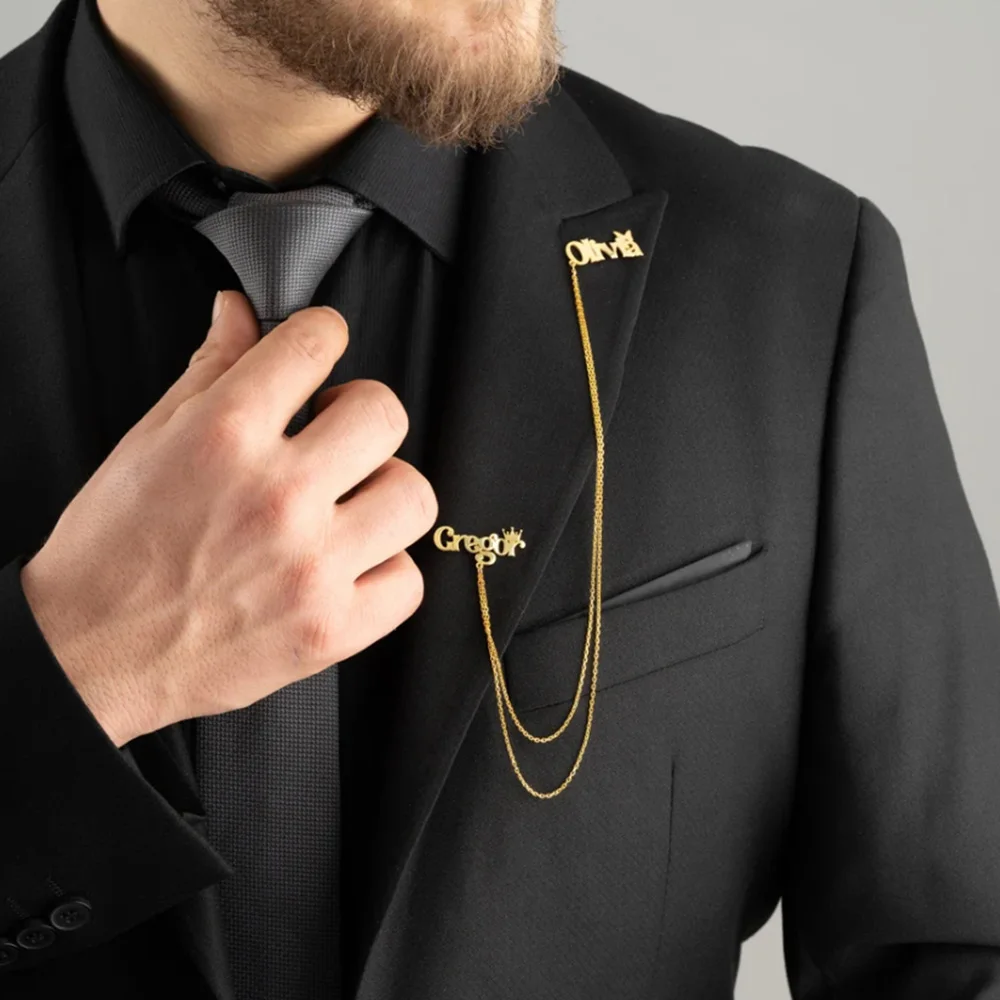 Bride-and-Groom-Names-Jackets-Chains-Brooches-King-and-Queen-Labels ...