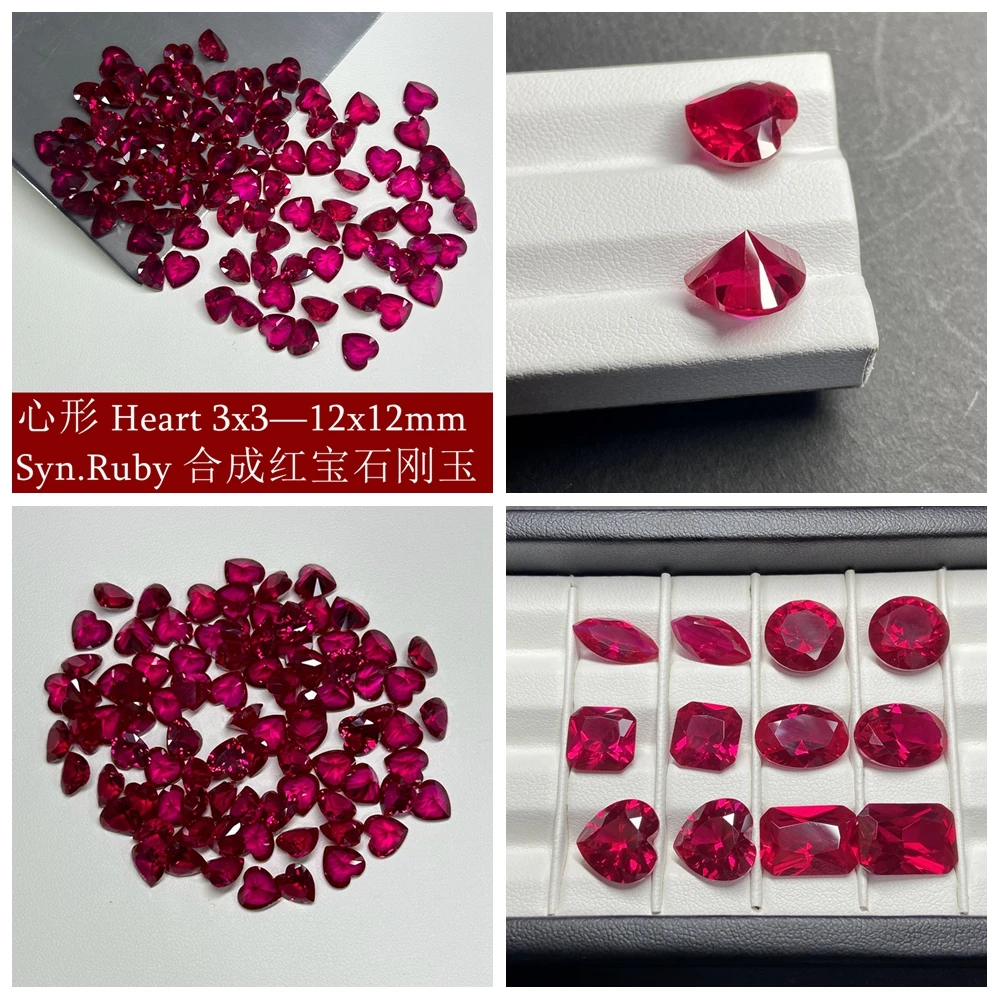 Size3x3mm~12x12mm Red Corundum Stones Cut Synthetic Corundum Gems For ...