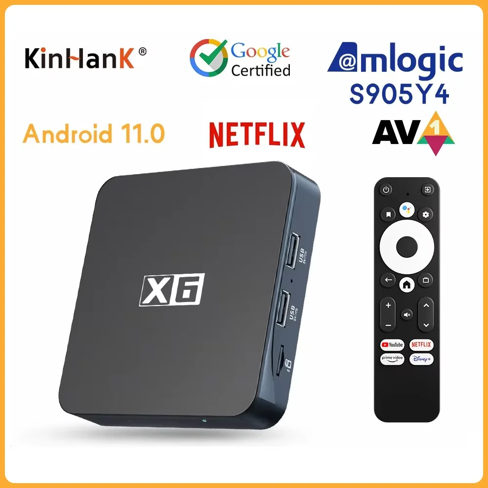 Kinbrick-Dispositivo-de-TV-inteligente-X6-decodificador-con-Android-11-Amlogic-S905Y4-4K-para ...
