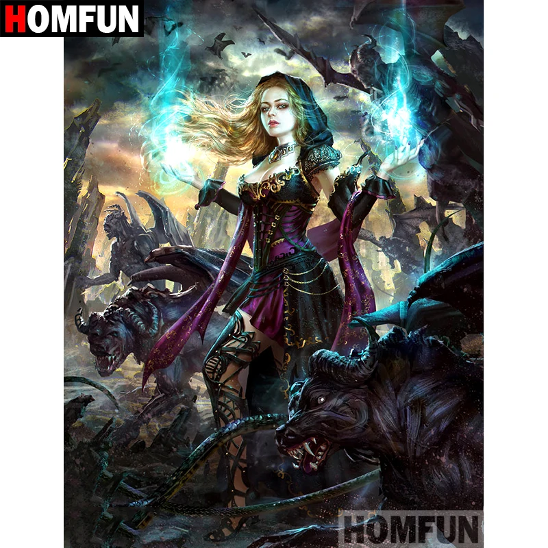 HOMFUN-5D-DIY-Diamond-Painting-Full-Square-Round-Drill-Girl-devil ...