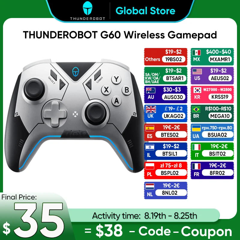 THUNDEROBOT-G60-Wireless-Gamepad-Gaming-Controller-Hall-Effect-ALPS ...