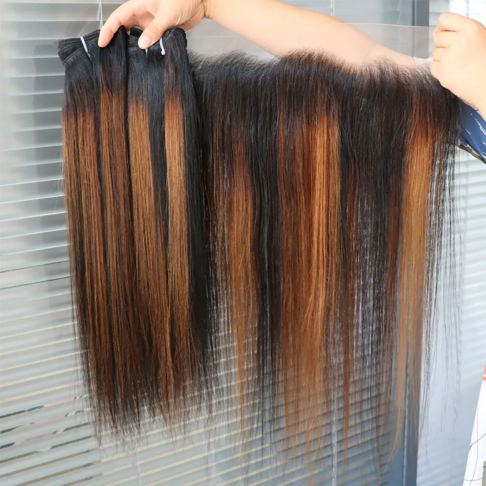 Wholesale Virgin Human Hair Extensions Remy Hair Weft Weaving Highlight ...