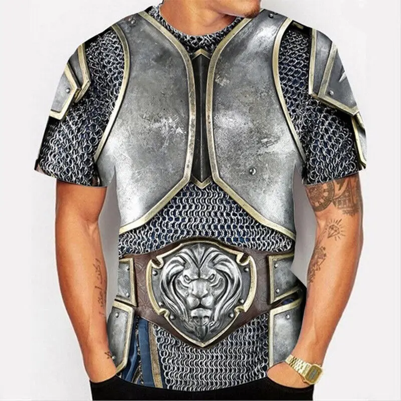 Mens-T-Shirts-For-Men-Clothing-Oversized-Tees-Unisex-Armor-Graphic-3D ...