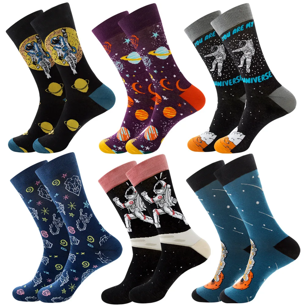 Fashion-Space-Astronaut-Socks-Woman-Plus-Size-Cosmic-Planet-Printed ...